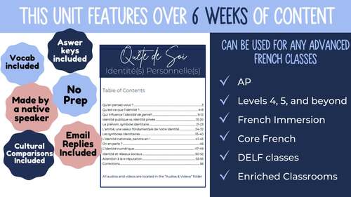ADVANCED AP FRENCH Unit on Personal and Public Identities | Quête de Soi IB