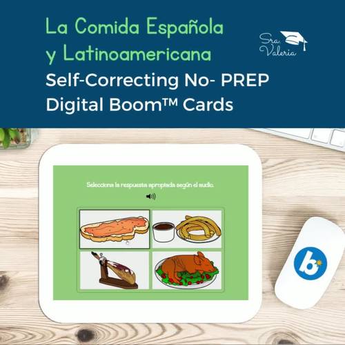 Spanish Vocabulary Digital BOOM Cards La comida española y latinoamericana