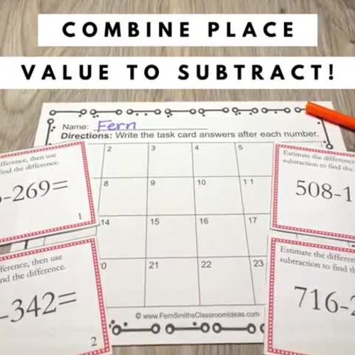 Combine Place Values to Subtract Task Cards by Fern Smith's Classroom Ideas