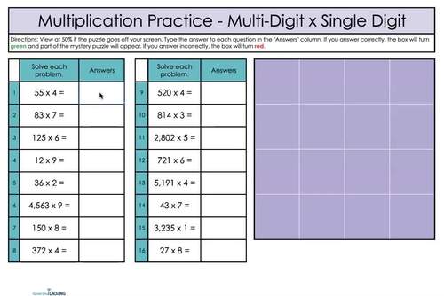 Multiplication and Division Practice - Mystery Picture Digital | TPT
