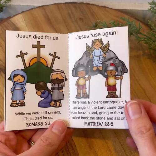 Easter Story Mini Book "Jesus Is Risen" Resurrection Bible Craft for Kids