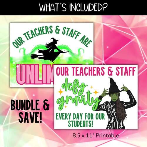 Wicked Teacher Staff Appreciation Week Theme Poster Sign Bundle, Wizard ...