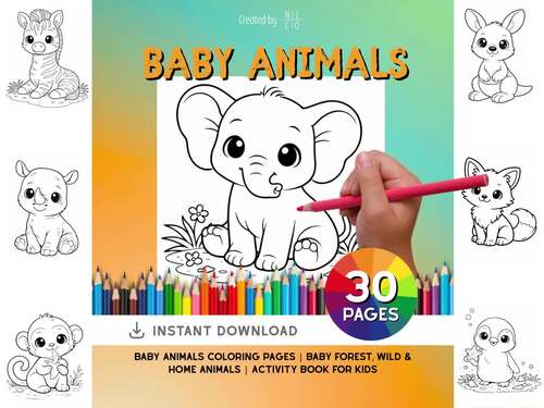 30 Baby Animals Coloring Pages for Kids | Baby Forest, Wild & Home Animals