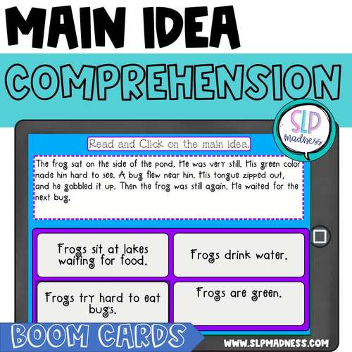 Determining Main Idea Boom Cards Listening Reading Comprehension Speech ...