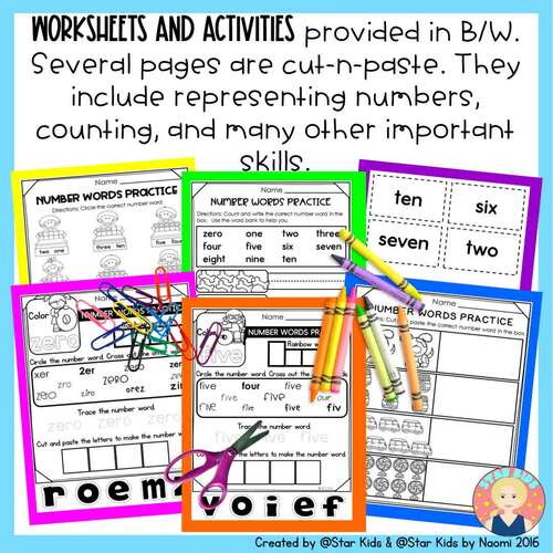 Number Words Practice for Kindergarten and First Grade by Star Kids