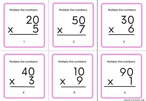 MULTIPLYING MULTIPLES OF 10 TASK CARDS|3RD GRADE MATH by Blink's School Hub