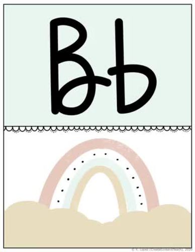 Boho Rainbow Alphabet Posters English Spanish by CreateLoveandTeach