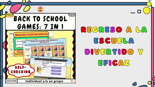 Spanish Back to School Activities No prep 7 Digital Games Regreso a la ...