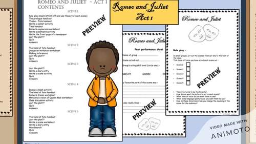 Romeo and Juliet (Adapted) Act 1 (Spec.ed/ESL) Distance Learning