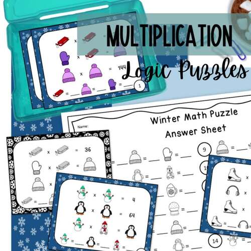 Winter Math Logic Puzzle Enrichment Activity Multiplication Task Cards