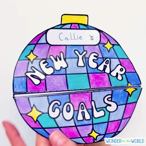 New Year 2026 goal setting disco ball writing craft January activities