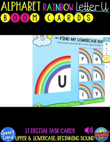Alphabet practice_Letter U_Rainbow fun_Boom Cards™ by Smart Land Printables