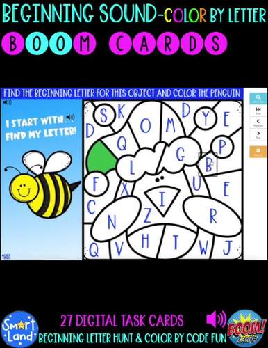Alphabet Beginning Sound practice Color by code digital cards | TPT