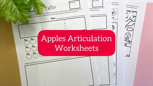 No Prep Apple Themed Articulation Worksheets and Activities for Speech ...
