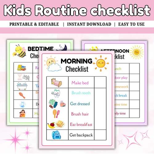 Editable Kids Daily Routine Visual Schedule | Morning, Afternoon & Bedtime