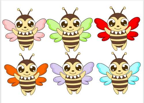 Cute Cartoon Bug, Insect Clipart 2, 75 PNG, Editable Vector, Hand Drawn,