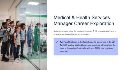 Medical & Health Services Manager Career Exploration 101 Grades 4-12 ...