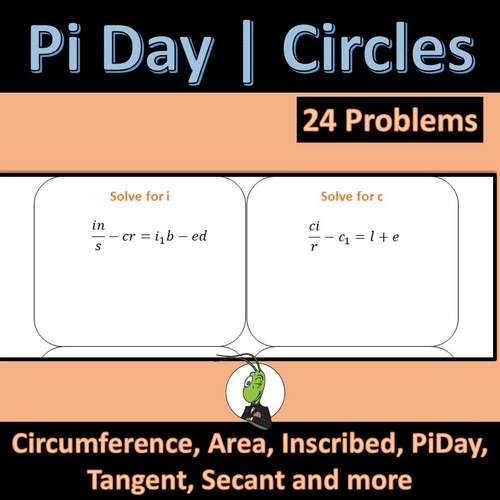 Pi Day Circles Literal Equations Solving Worksheet | Algebra 1 | Geometry
