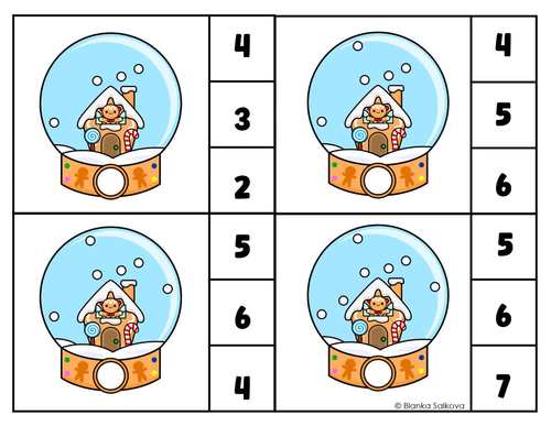Snow Globe Gingerbread Counting Clip Cards by Three Little Kittens