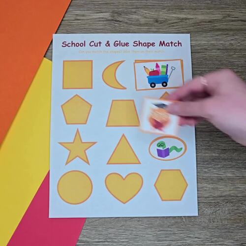 School-Themed Shape Matching Activity by HH Fun and Learning | TPT