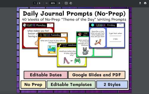 No-Prep Daily Journal | 200 Prompts | Daily Themes by Mrs Aoto | TPT