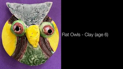 CLAY OWL Sculpture Art Project Visual Guide for slab building skills lesson