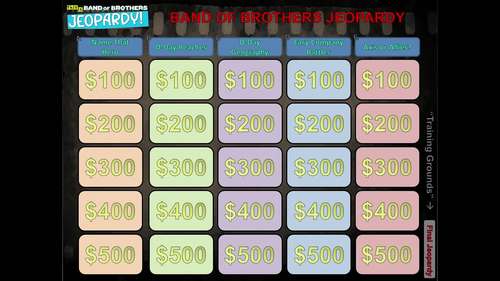 BAND OF BROTHERS JEOPARDY! text and image clues on the history behind ...