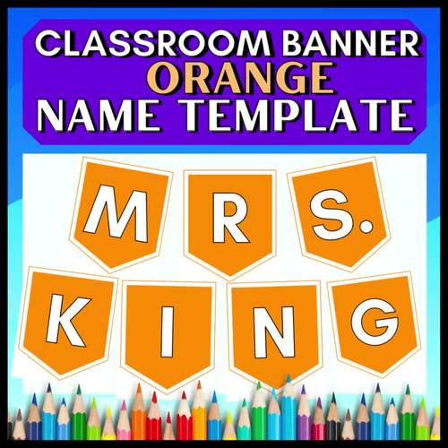 Printable Orange Name Banner → Bulletin Board Decor All Letters | TPT
