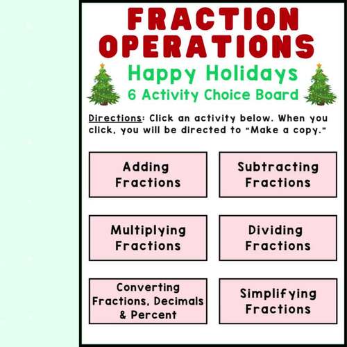 Add Subtract Divide Multiplying Fractions Christmas Mystery Picture ...
