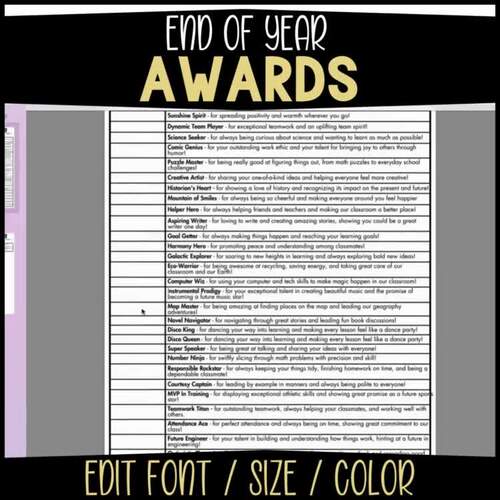 30 Unique End of Year Award Certificates, Series 2 Set, Edit, Blank ...