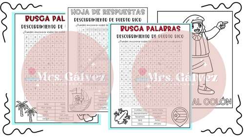 Busca Palabras Descubrimiento de Puerto Rico | Sopa de letras | Español