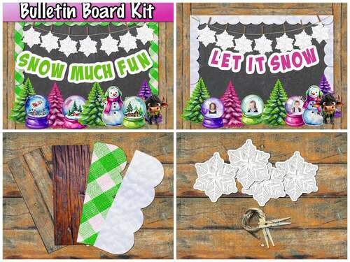 Snowglobe Bulletin Board Kit Preschool Holiday Theme Winter Activity ...