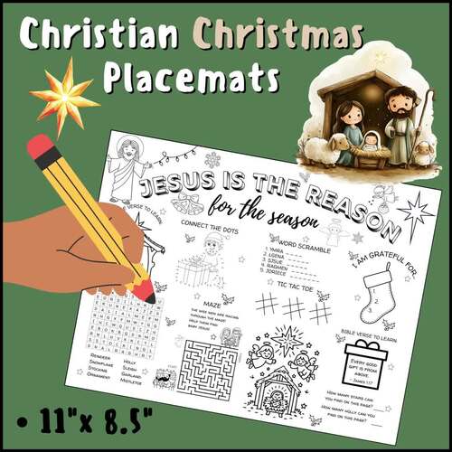 Christian Christmas Coloring Placemat | Nativity Activity Mat for Kids ...