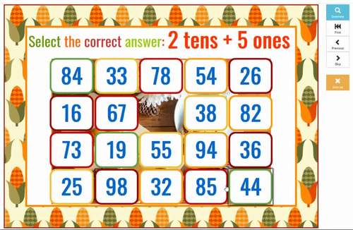 Thanksgiving Math Place Value Tens and Ones Mystery Picture Boom Cards ...