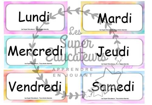 Affichage date du jour pastel - date display by Les Super Educateurs