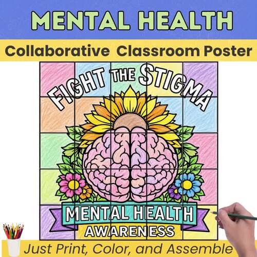Mental Health Awareness Collaborative Poster Fight the Stigma SEL Activity