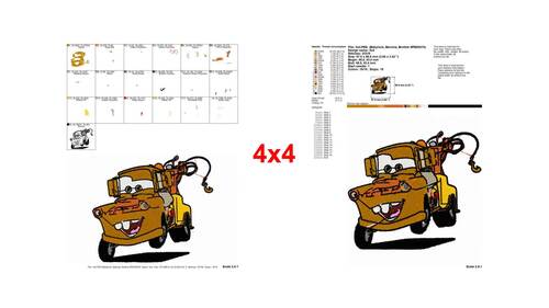 Mater Tow Truck Character Embroidery Designs from Disney Pixar Cars ...