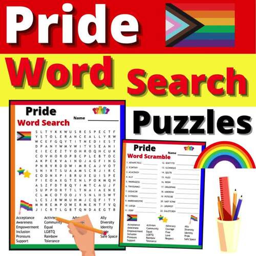 Pride Month Word Search Puzzles Trivia Activity Vocabulary Resource