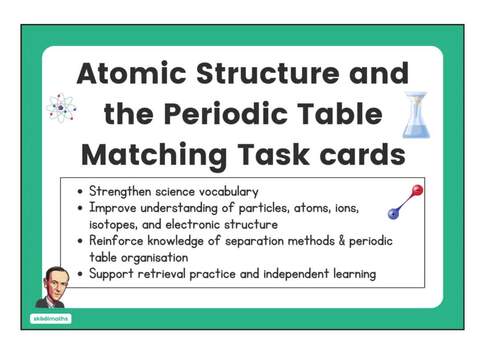 Atomic Structure & Periodic Table Vocabulary Matching Task Cards ...