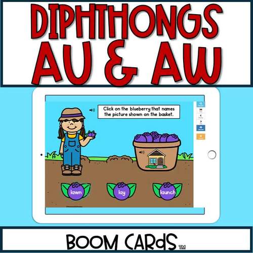 AU AW Diphthongs | Phonics BOOM Cards™ by The Chocolate Teacher | TPT