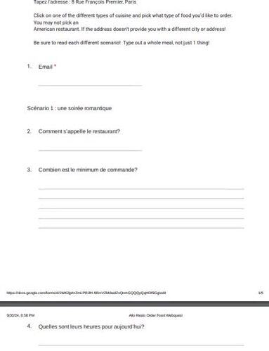 AlloResto (Uber Eats) Webquest - French Foods Webquest - Printable/Digital