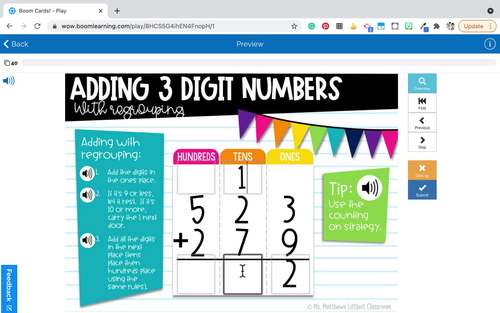 3 Digit Addition with Regrouping - Digital Boom Task Cards | TpT