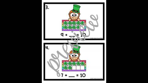 St. Patrick's Day Math Task Cards Adding with Ten Frames Kindergarten ...
