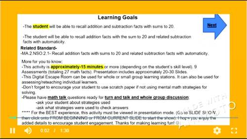 Math Digital Escape Spider Room - Addition and Subtraction-MA.2.NSO.2.1