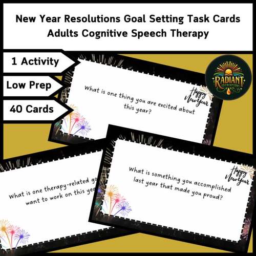 New Year Resolutions Goal Setting Task Cards Adults Cognitive Speech ...