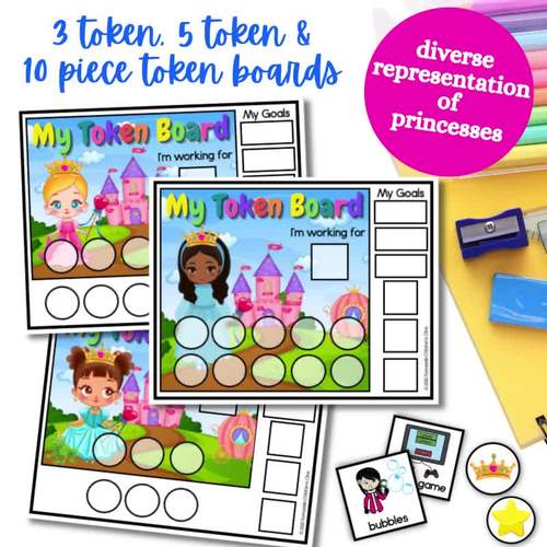 Princess Token Board Reward Chart with First Then Schedule | TPT