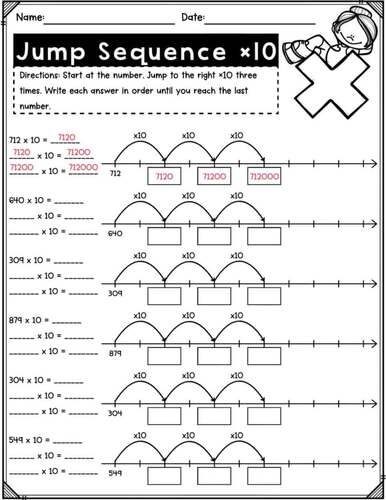 Multiply by 10 100 1000 Using Number Line | Fun Jumps & Fill-in Practice