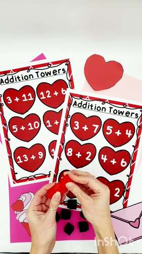 Valentines Day Addition Numbers 0-20 Pre-K Kindergarten 1st Grade