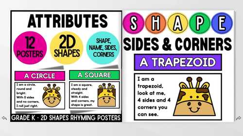 Kindergarten | 2D Shapes Rhyming Posters | Giraffe by Serendipity Math Shop
