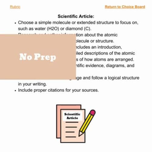 MS-PS1-1 Choice Board: Modeling Molecules by DrBScience | TPT